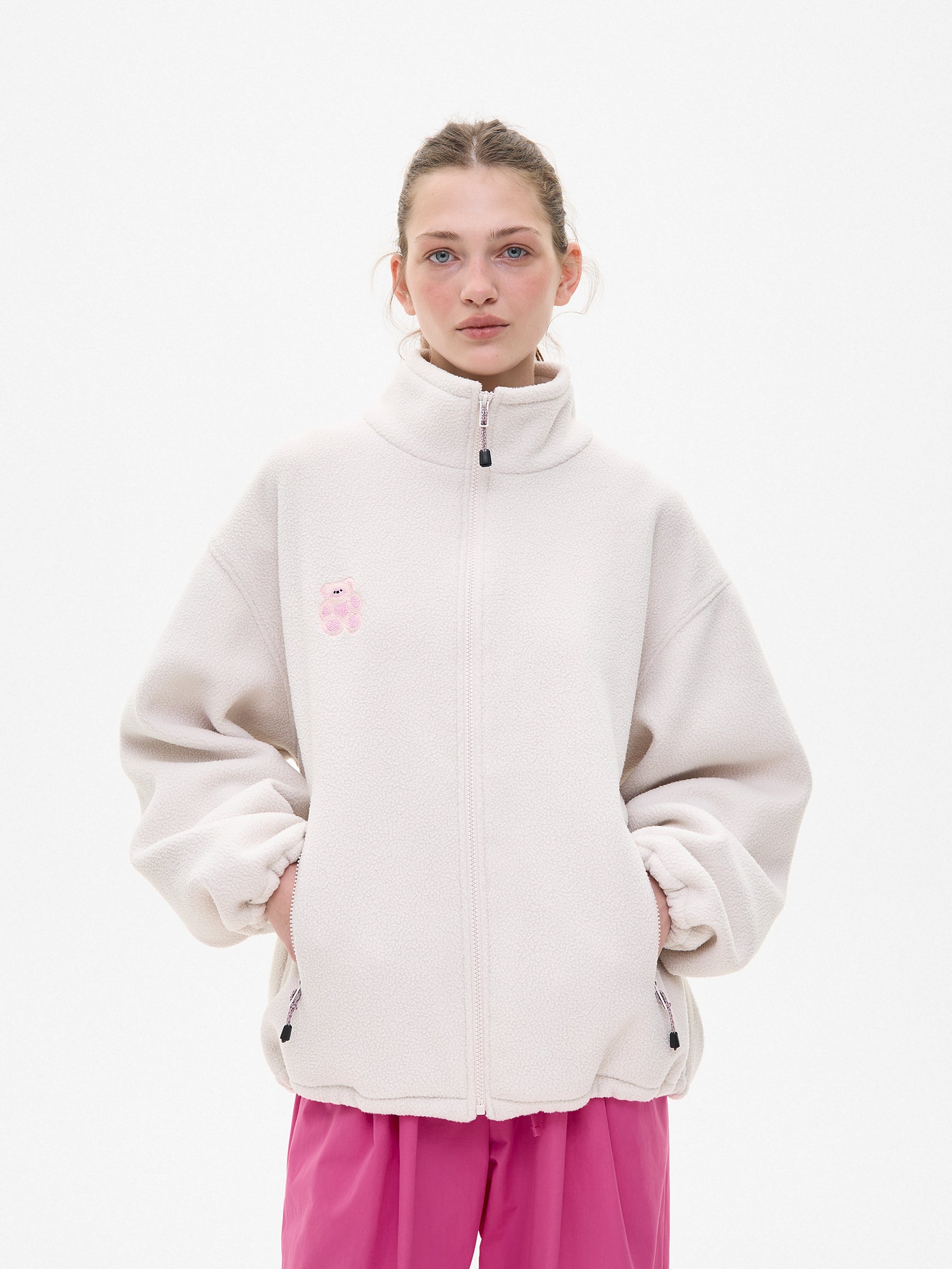 Beige Fleece Jacket with Embroidery – KATSURINA EN